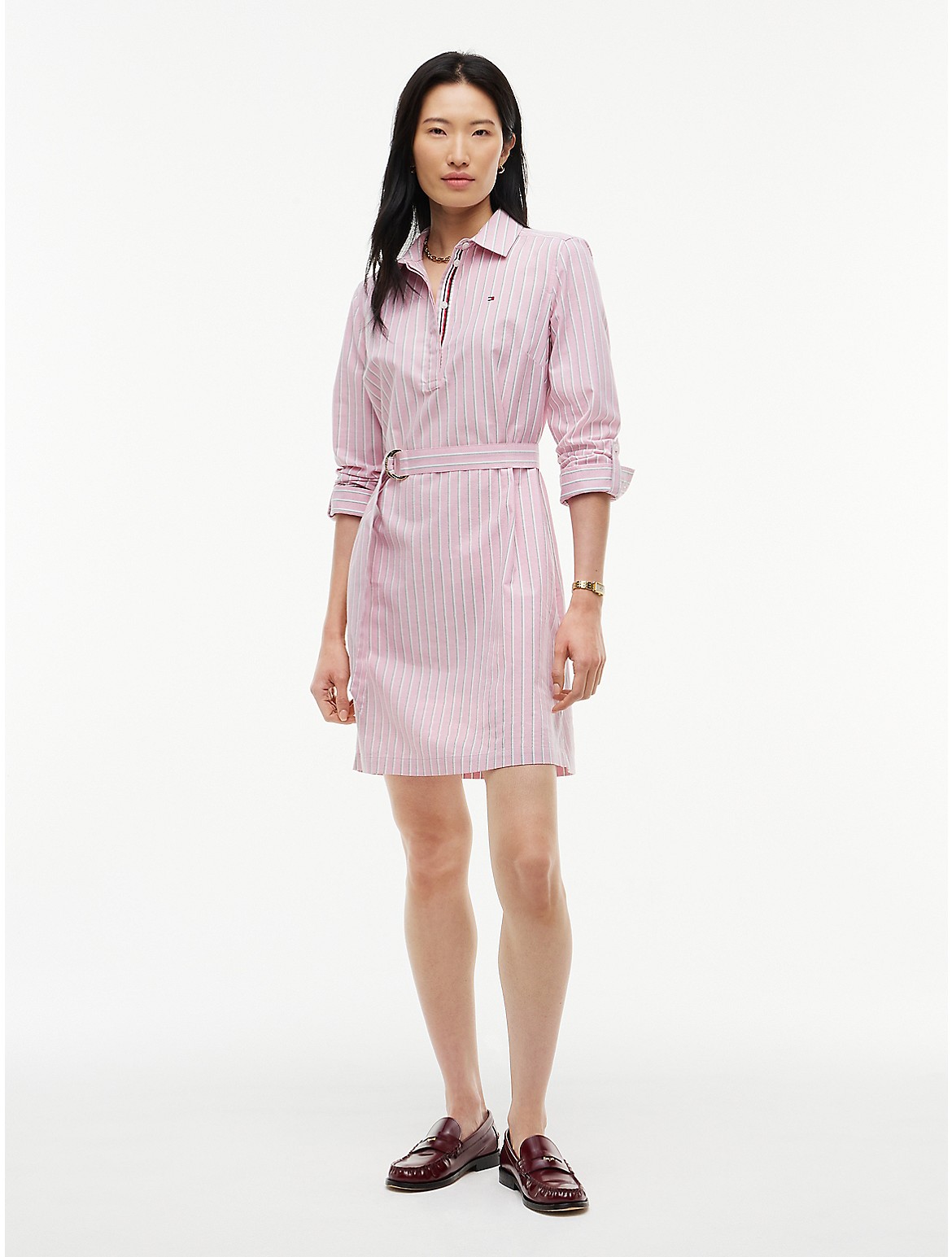 TOMMY HILFIGER Tommy Hilfiger Belted Striped Oxford Shirt Dress